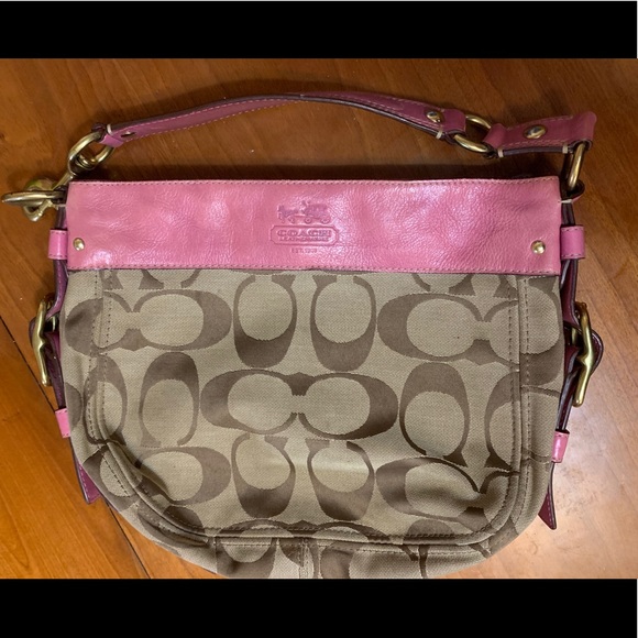 Coach | Bags | Coach Signature With Pink Hobo | Poshmark